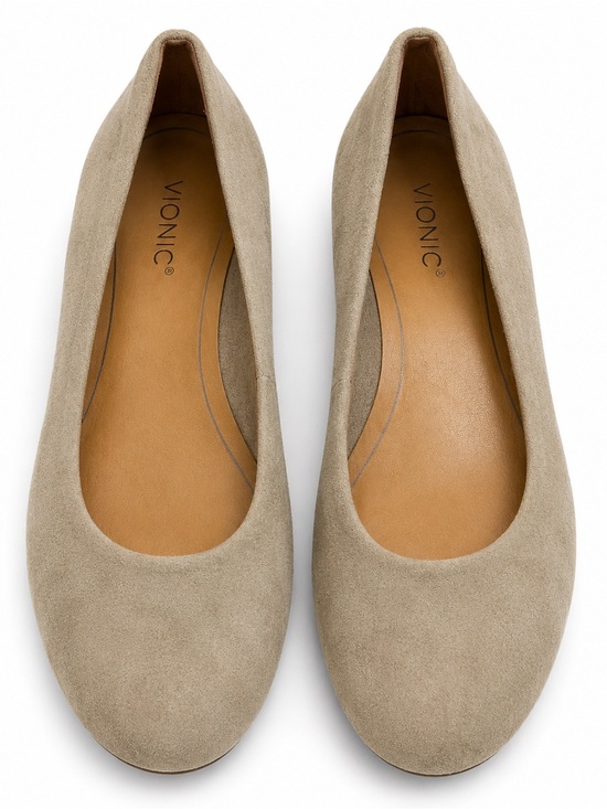 Vionic | Shoes | Vionic Hannah Suede Ballet Flat Orthotic Comfort Taupe ...